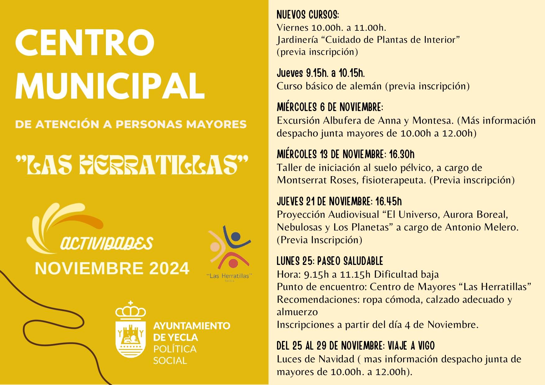 El Centro de Mayores de Herratillas presenta sus actividades de noviembre